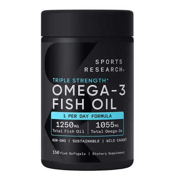Omega 3 Sports Research - Fish Oil 1250mg - 1055 mg. Omega 3 1055 mg ...