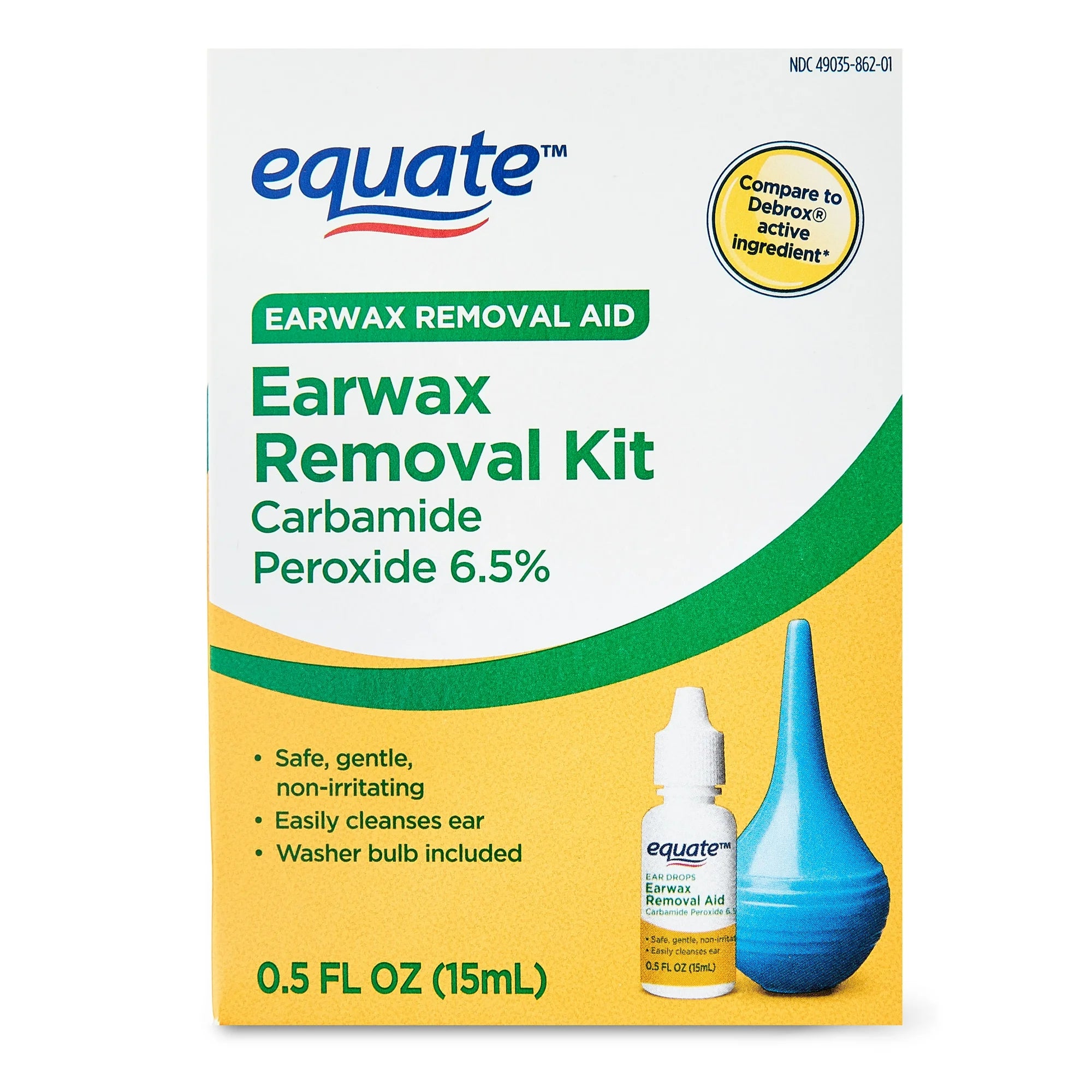 Equate Kit de eliminación de cerumen con peróxido de carbamida al 6,5 ...