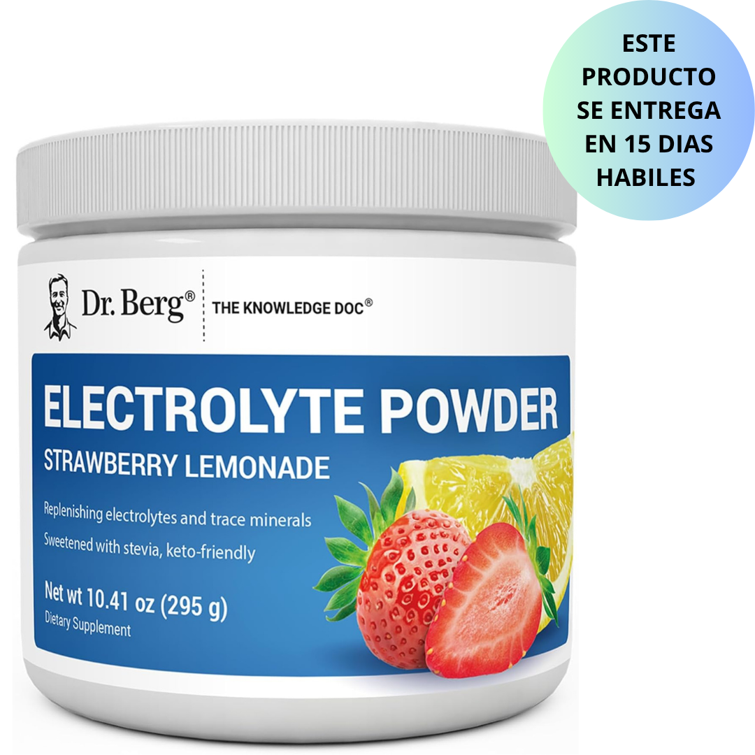 Dr. Berg - Electrolyte Powder 295g, sabor limonada de fresa – Beauty ...