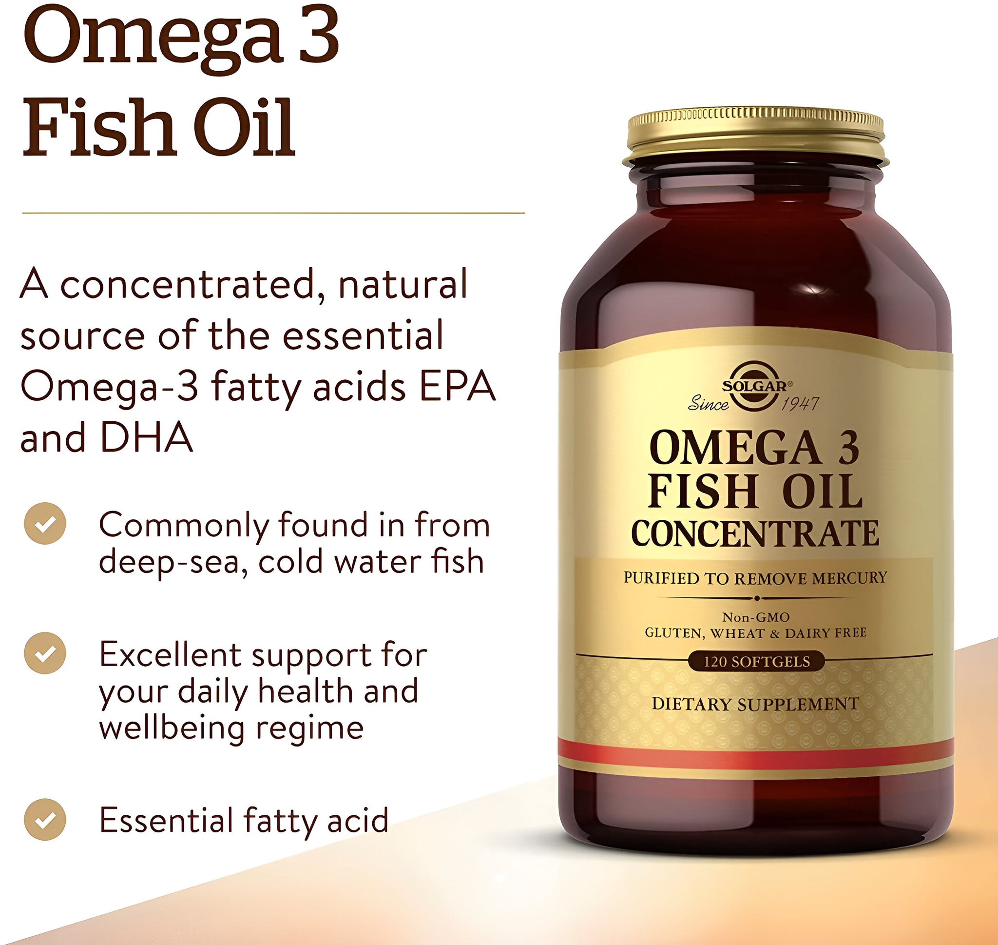 Omega 3 Fish Oil Solgar 2000mg. Aceite de Pescado Concentrado - 120 Cá ...