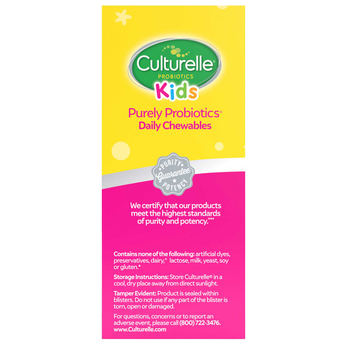 Culturelle Probiotic Kids Purely Probiotics 60 tabletas masticables ...